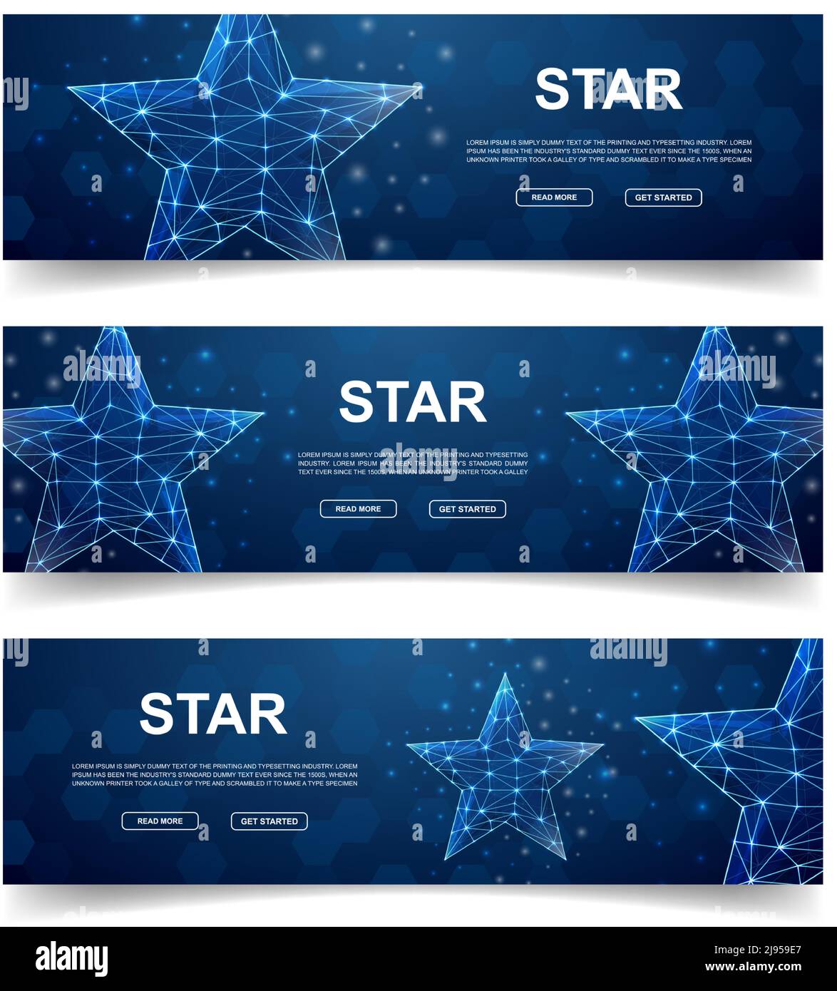 Set of three Star horizontal banners. Horizontal illustration for ...