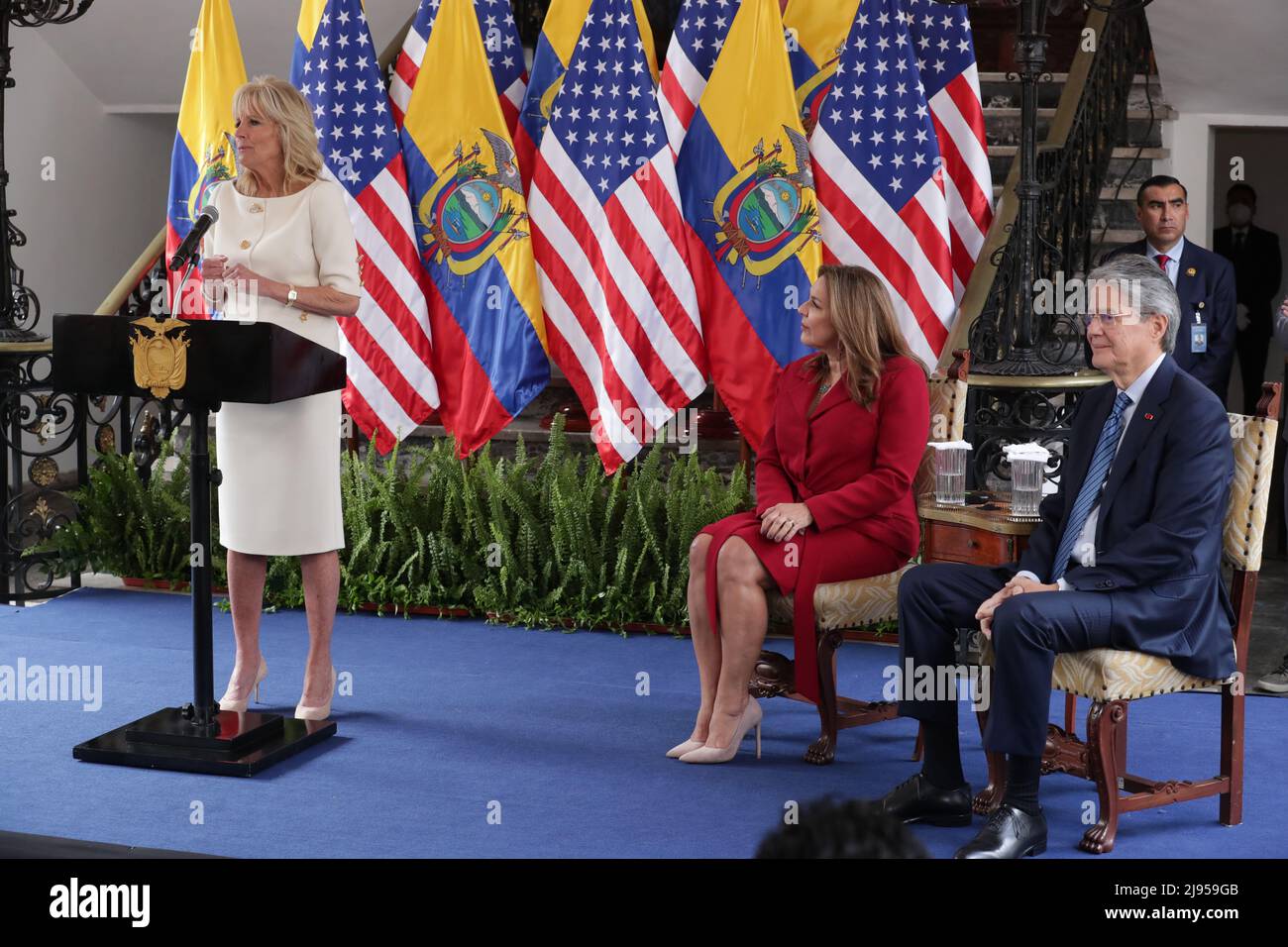 Quito, Ecuador. 19th May, 2022. U.S. First Lady Jill Biden, left ...