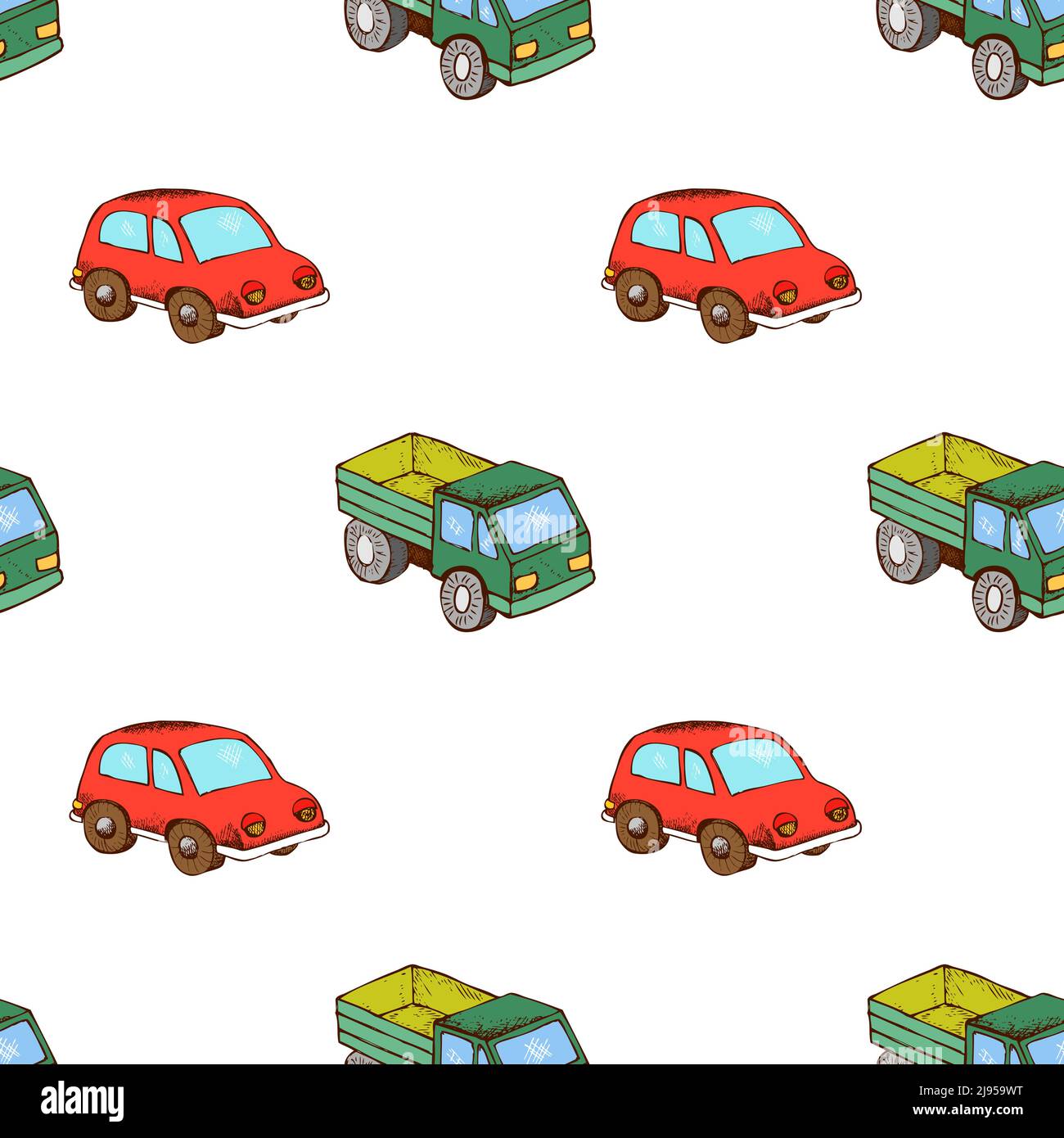 Lorry and car toy pattern seamless. Background with cartoon transport ...