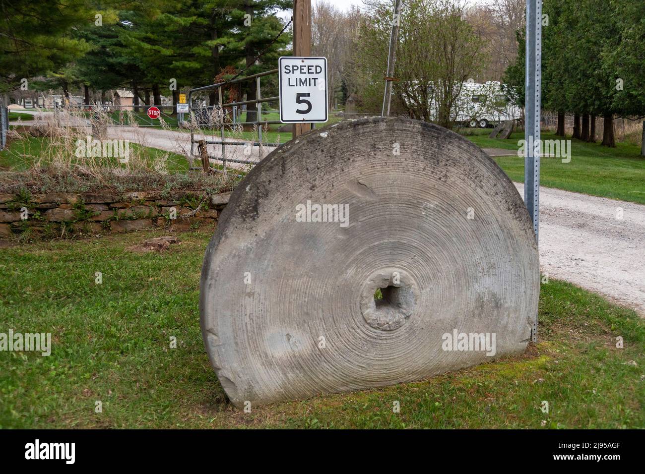 Grindstone City, Michigan - Old grindstones are commonly used as ...