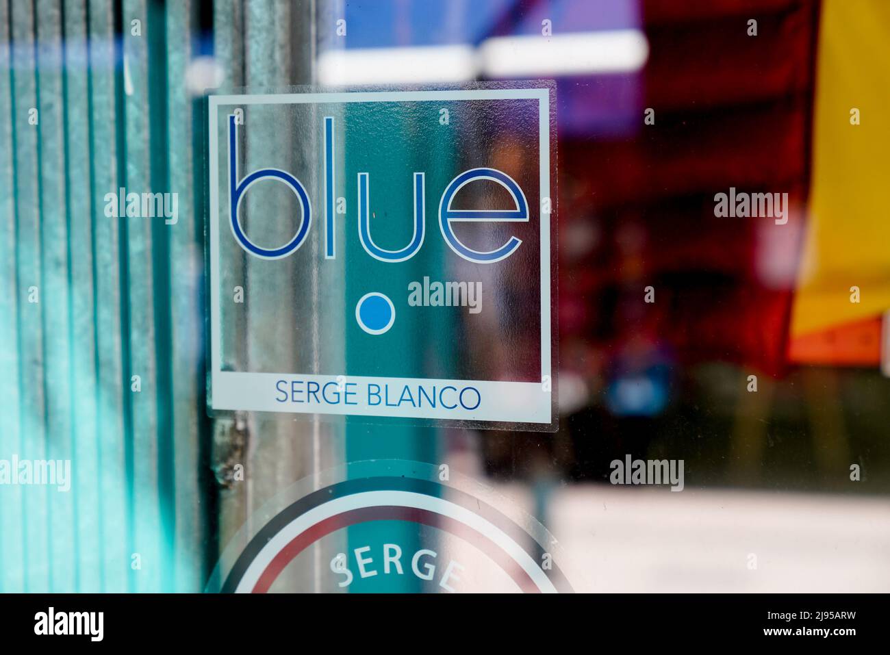 Bordeaux , Aquitaine France - 05 08 2022 : serge blanco blue text brand ...