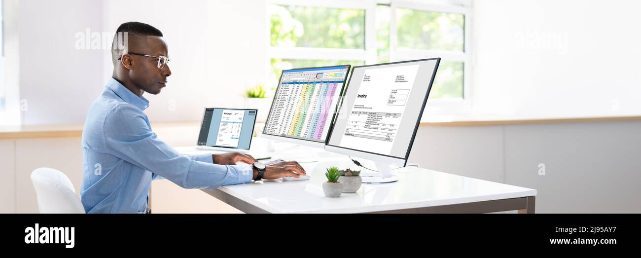 E Invoice Business Management. African Accountant Using Electronic ...