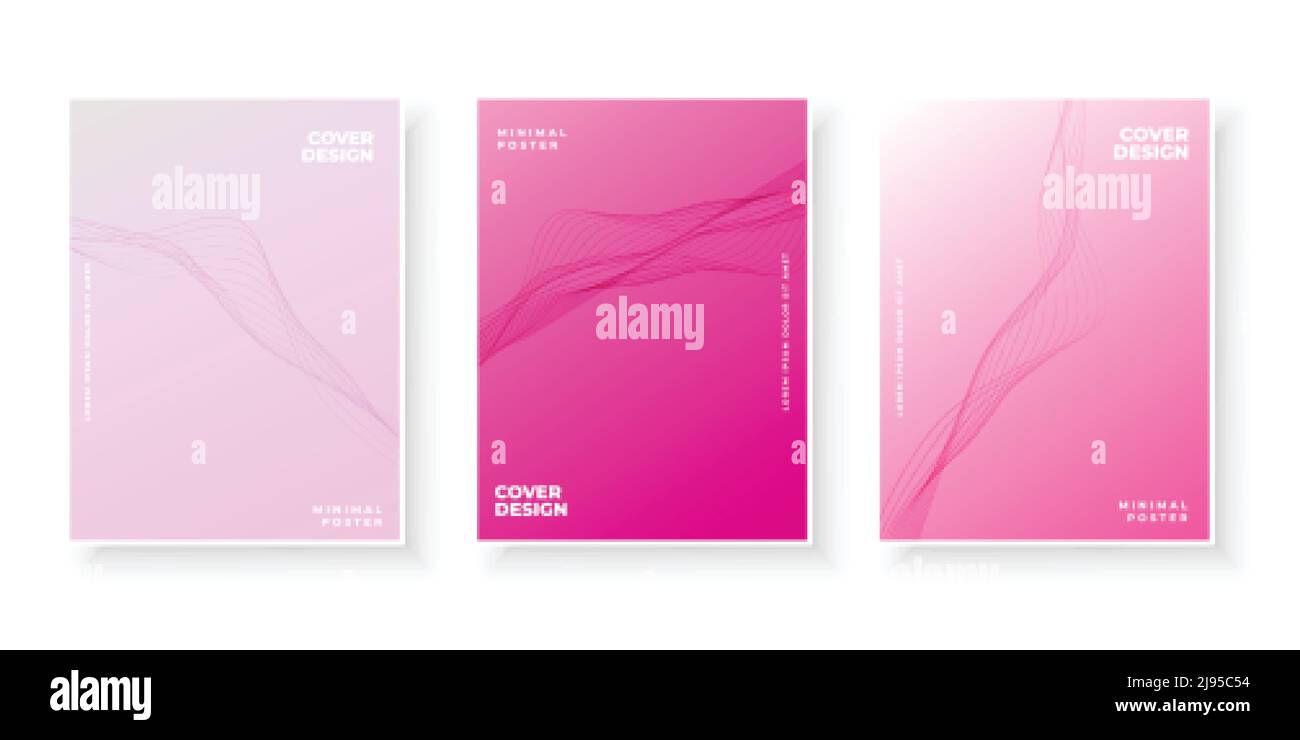 elegant pink gradient cover collection with wavy shapes Stock Vector ...
