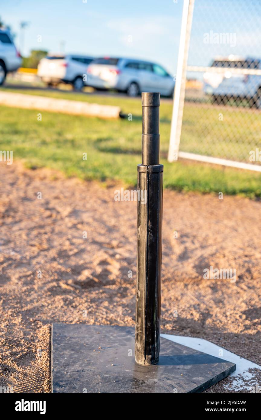 Tee ball stand at home plate used for youth baseball Stock Photo - Alamy
