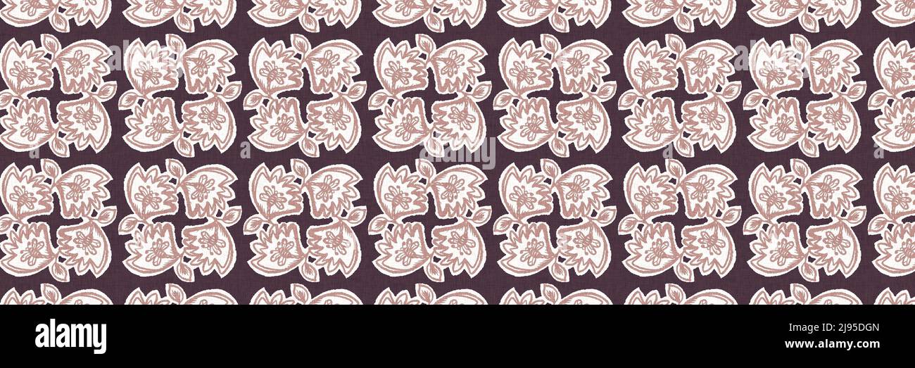 Gender neutral floral flower seamless raster border. Simple whimsical 2 ...
