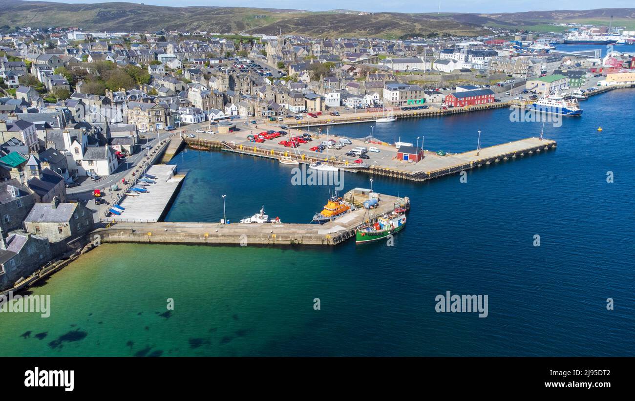 Lerwick Shetland over looking the Lodberries and Jimmy Perez house form ...