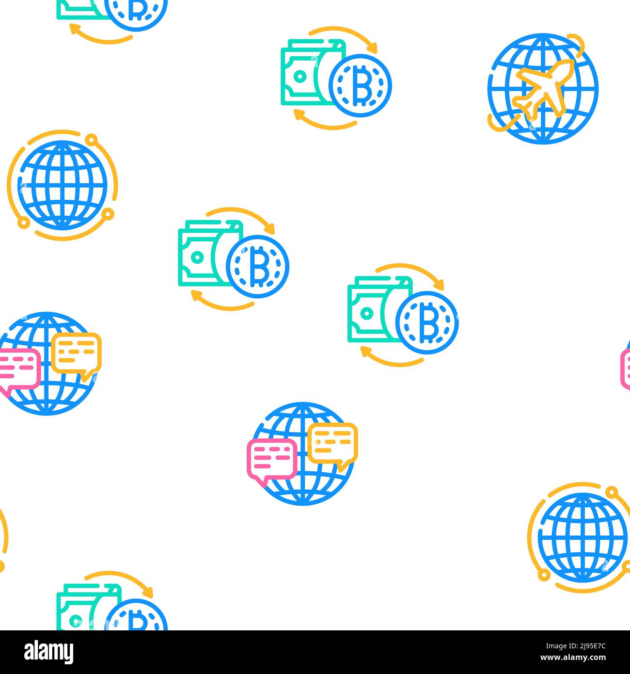 Globalization Worldwide Business Icons Set Vector Stock Vector Image ...