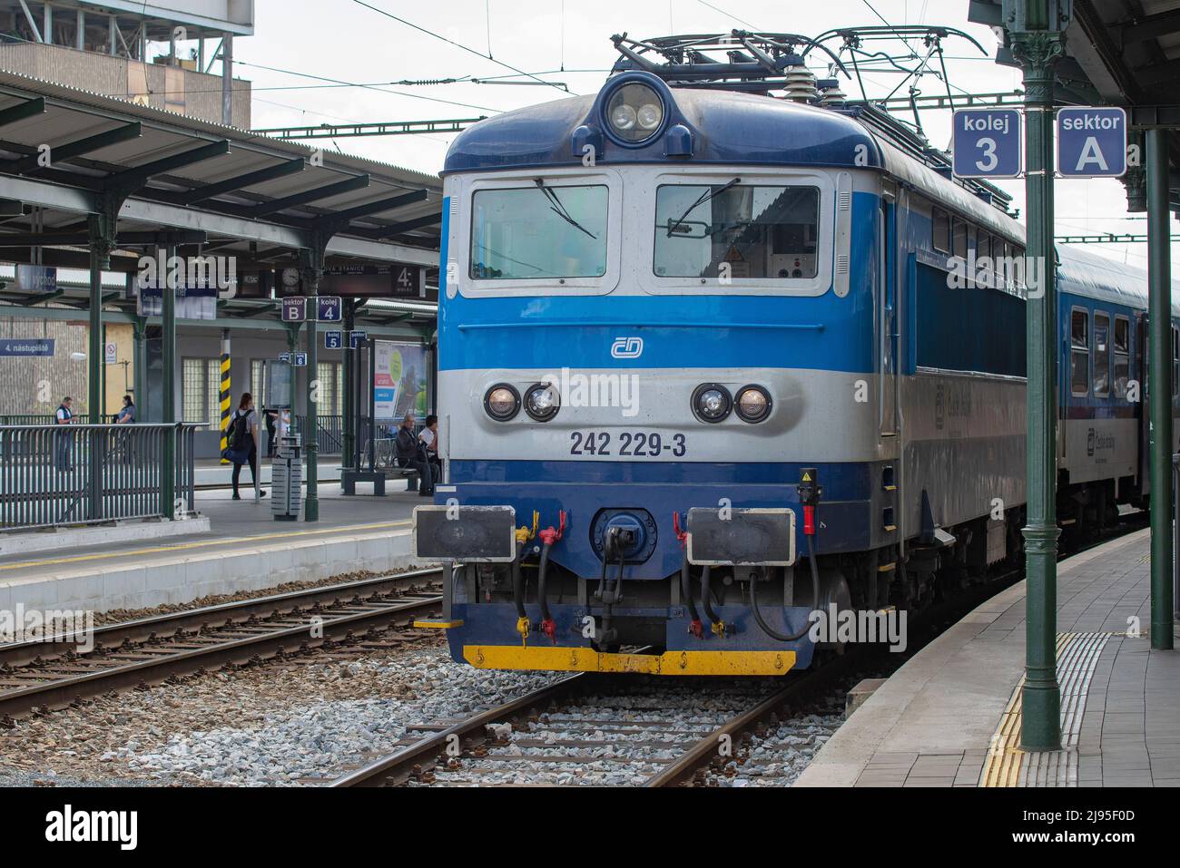 BRNO, CZECH REPUBLIC - APRIL 24, 2018: Electric locomotive Skoda series ...