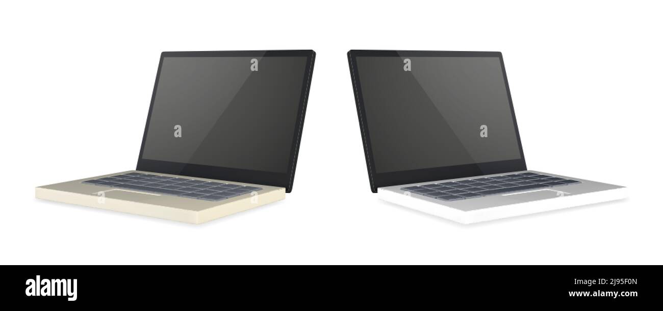 3d realistic laptop with blank screen on light background. Vector ...