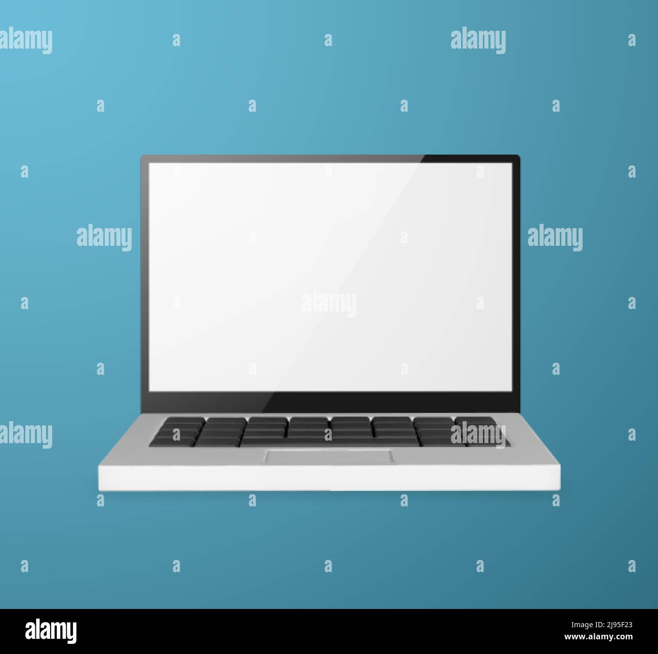 3d realistic laptop with blank screen on blue background. Vector ...