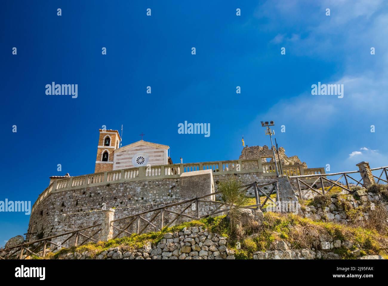 The small village of Tolfa, in Lazio. The Sanctuary of the Madonna ...