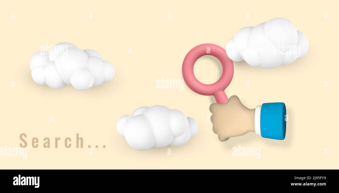 Magnifying glass in hand. Search icon symbol on light background ...
