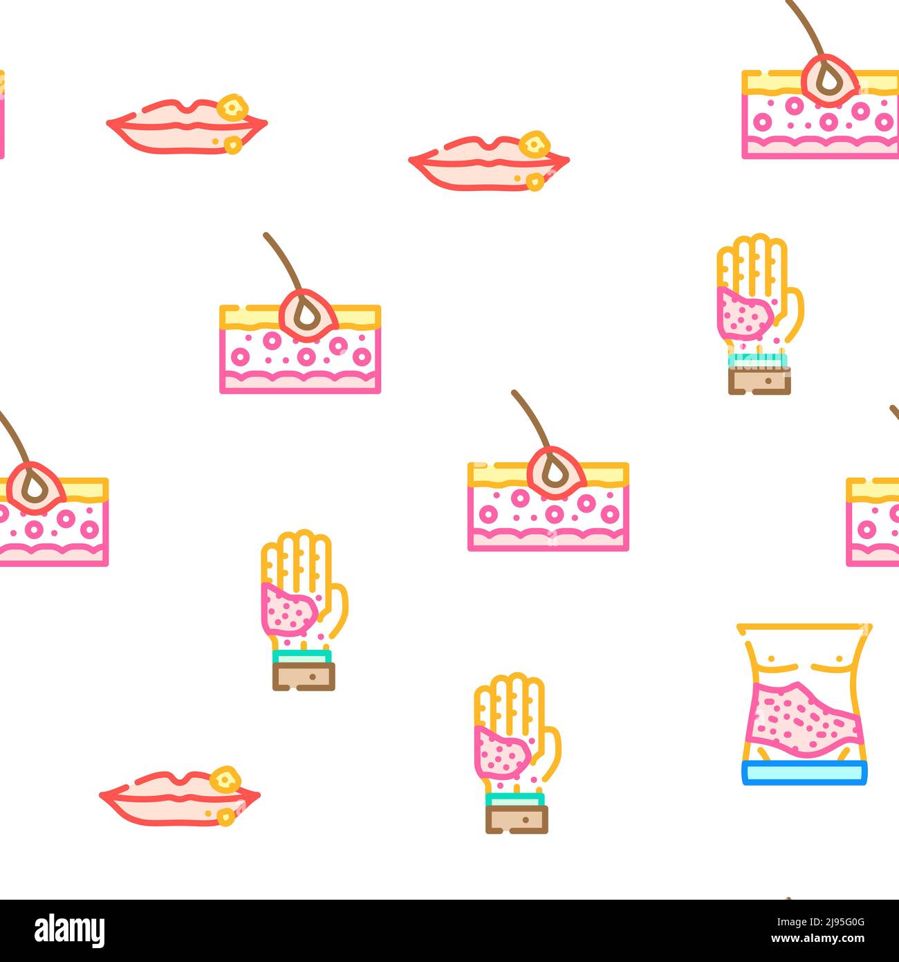 Skin Disease Human Health Problem Icons Set Vector Stock Vector Image ...