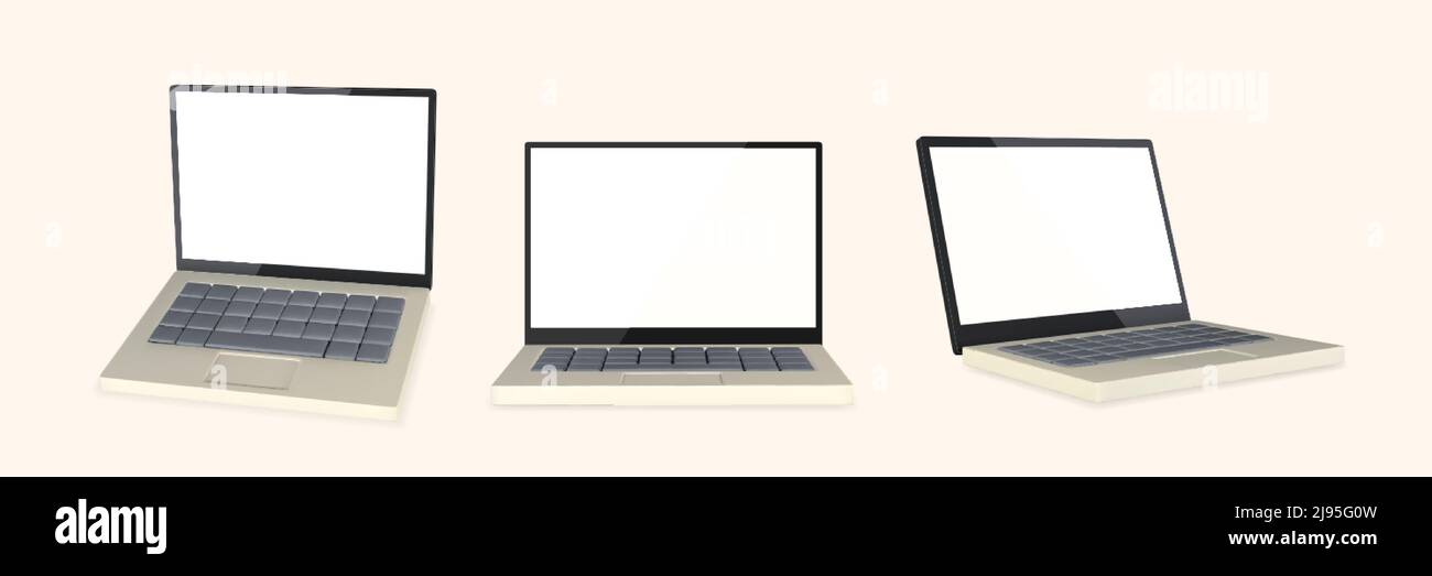 3d realistic laptop with blank screen on light background. Vector ...