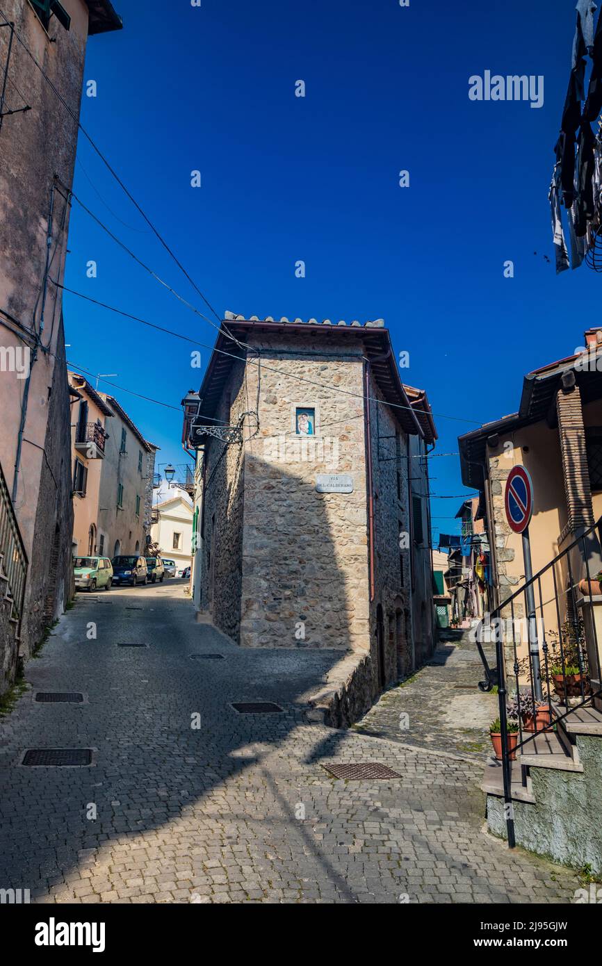 The small village of Tolfa, in Lazio. A glimpse of the town with its ...
