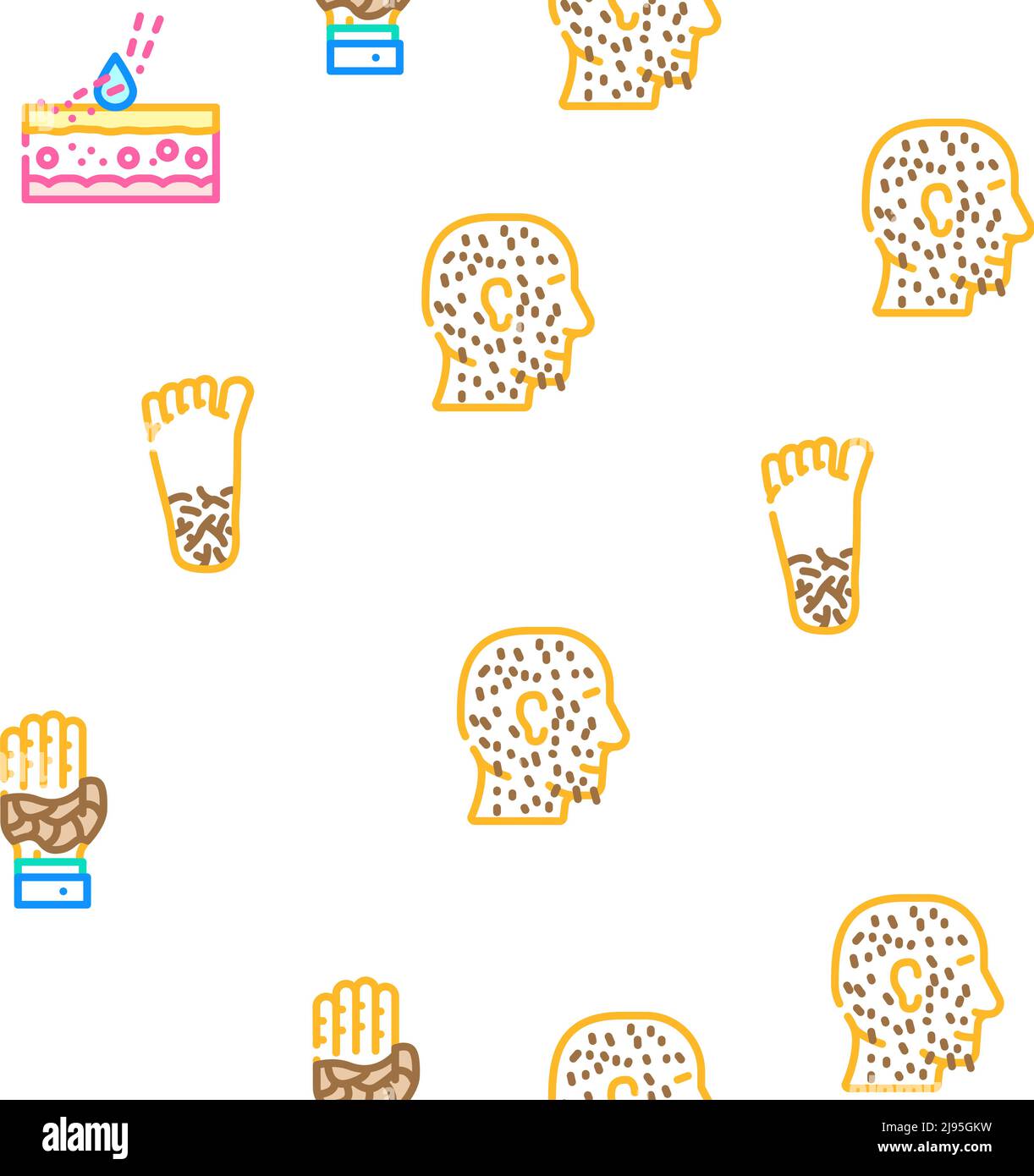 Skin Disease Human Health Problem Icons Set Vector Stock Vector Image ...