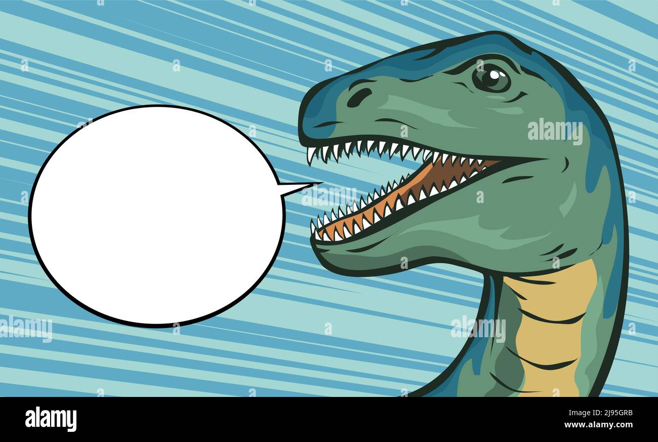 Portrait illustration of raptor head. Talking bubble. Predatory ...