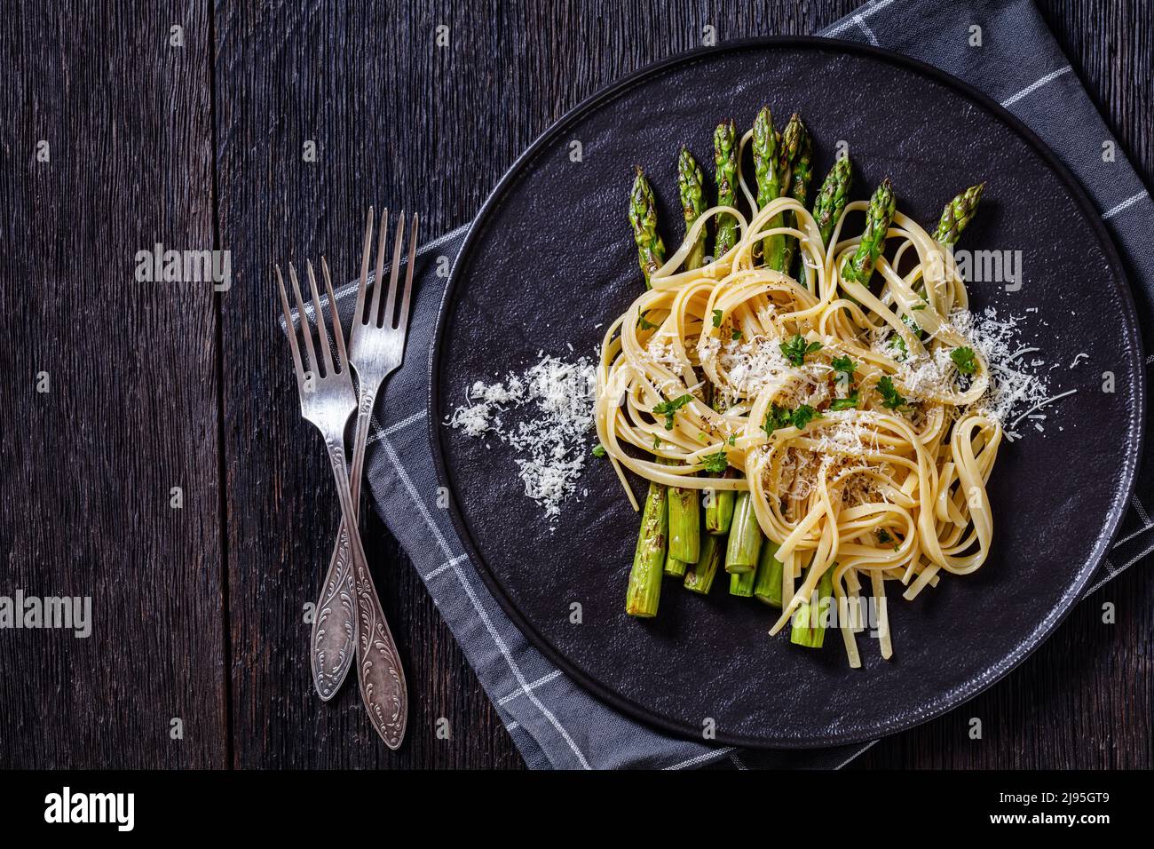 rroasted asparagus spears with noodles sprinkled with shredded pecorino ...