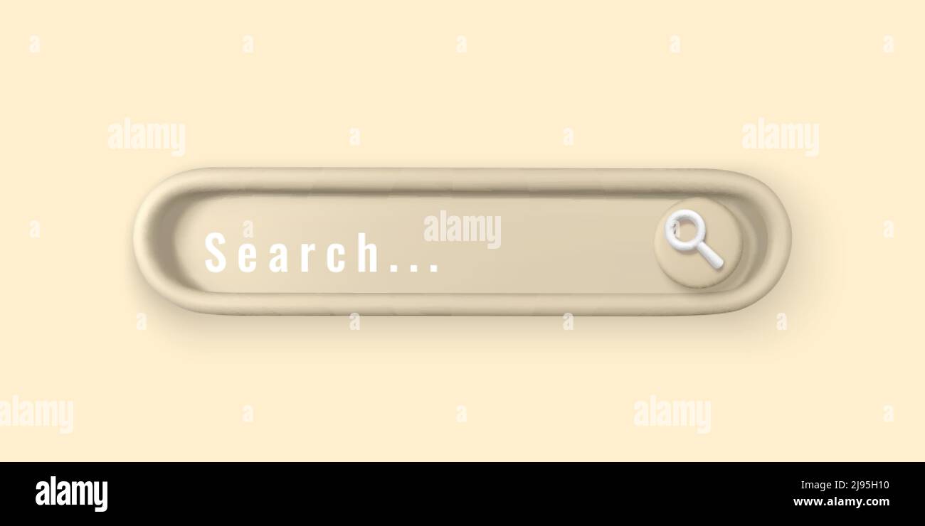 Realistic 3d search bar design element in cartoon minimal style on ...