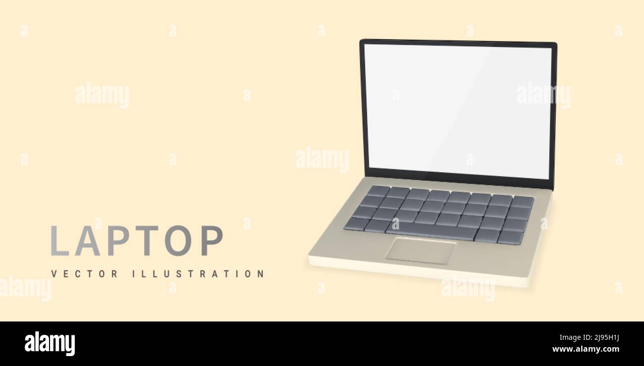 3d realistic laptop with blank screen on light background. Vector ...