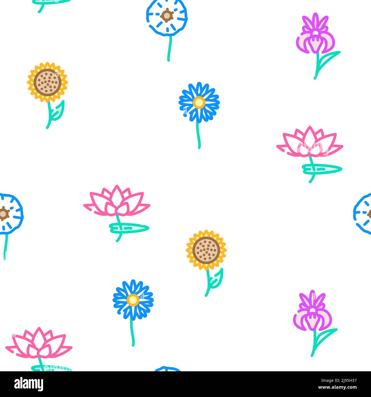 Flower natural aromatic plant icons set vector rose and iris hi-res ...