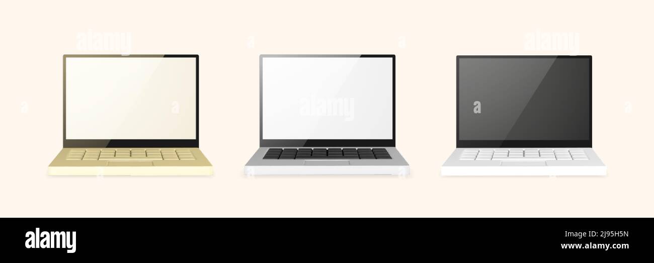 3d realistic laptop with blank screen on light background. Vector ...