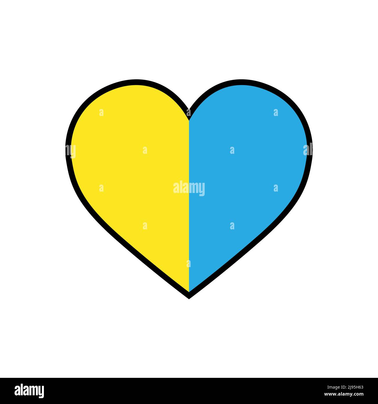 Heart flat icon with colors of Ukrainian flag. Love symbol in Ukrainian ...