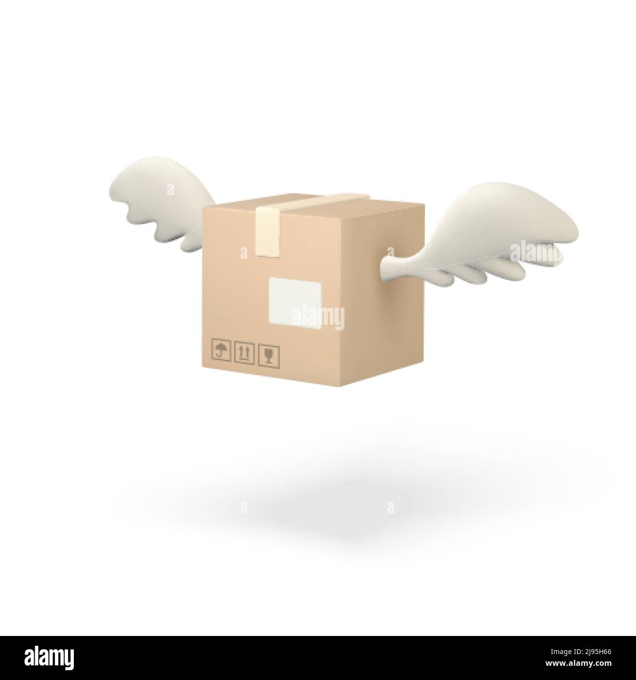 3d flying parcel with wings. Carton delivery packaging. Delivery ...