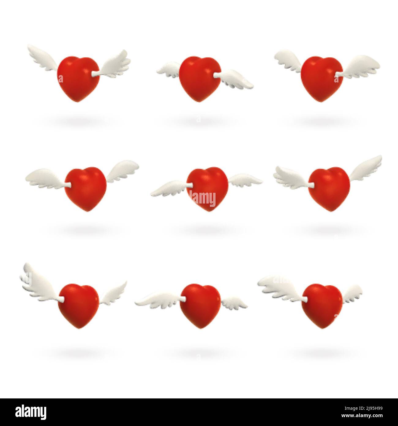 3d render heart wings isolated Stock Vector Images - Alamy