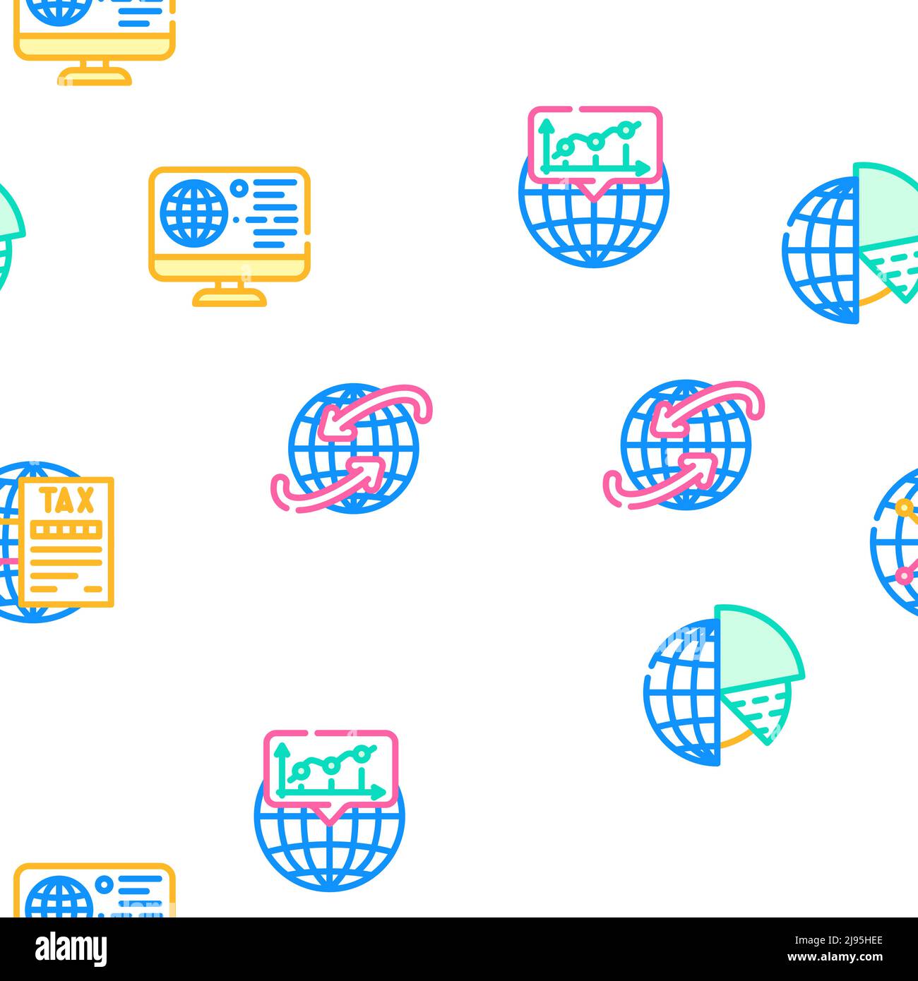 Globalization Worldwide Business Icons Set Vector Stock Vector Image ...