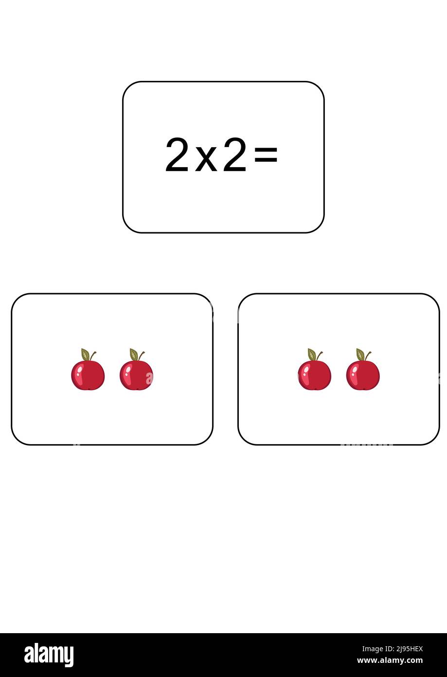 Multiplication table of 2. Maths card with an example, drawing ...