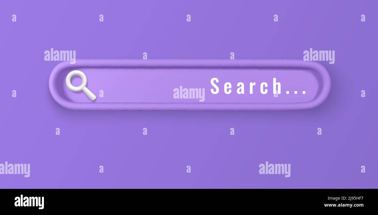 Realistic 3d search bar design element in cartoon minimal style on ...