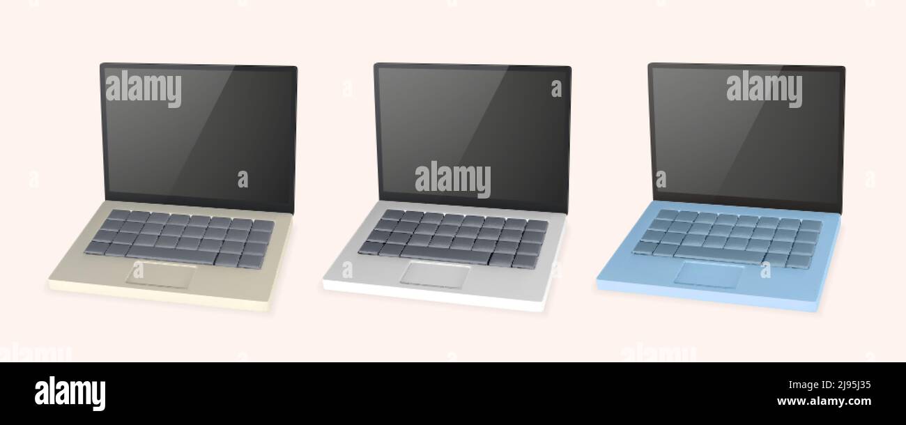 3d realistic laptop with blank screen on light background. Vector ...
