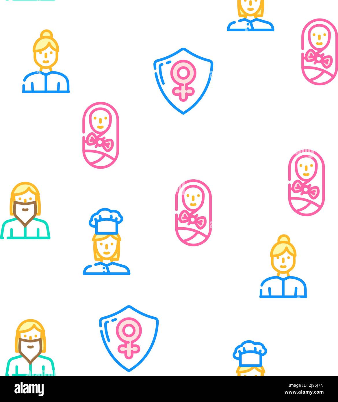 Female Occupation And Profession Icons Set Vector Stock Vector Image ...