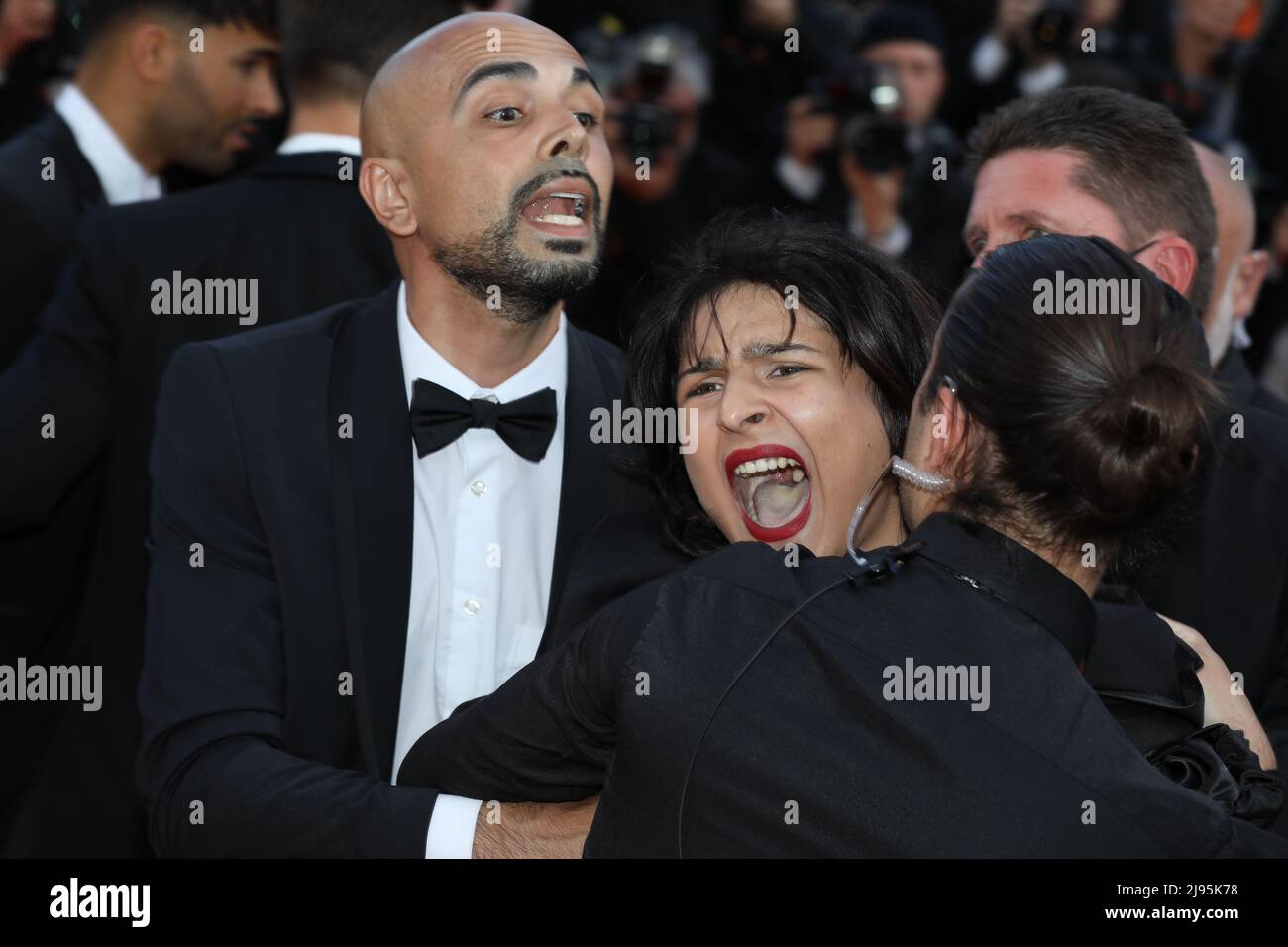 May 21, 2022, Cannes, Cote d'Azur, France: An anti-war protester is ...