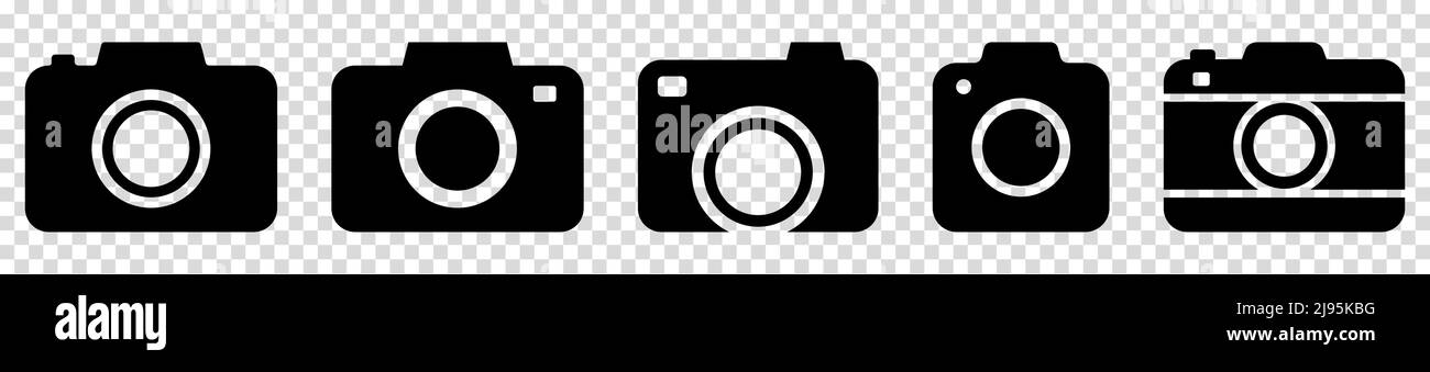 Set of camera icons. Vector illustration isolated on transparent ...