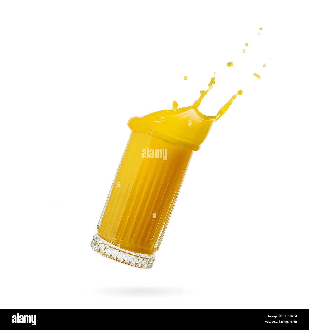 orange juice splash isolated on white. glass of splashing orange juice ...