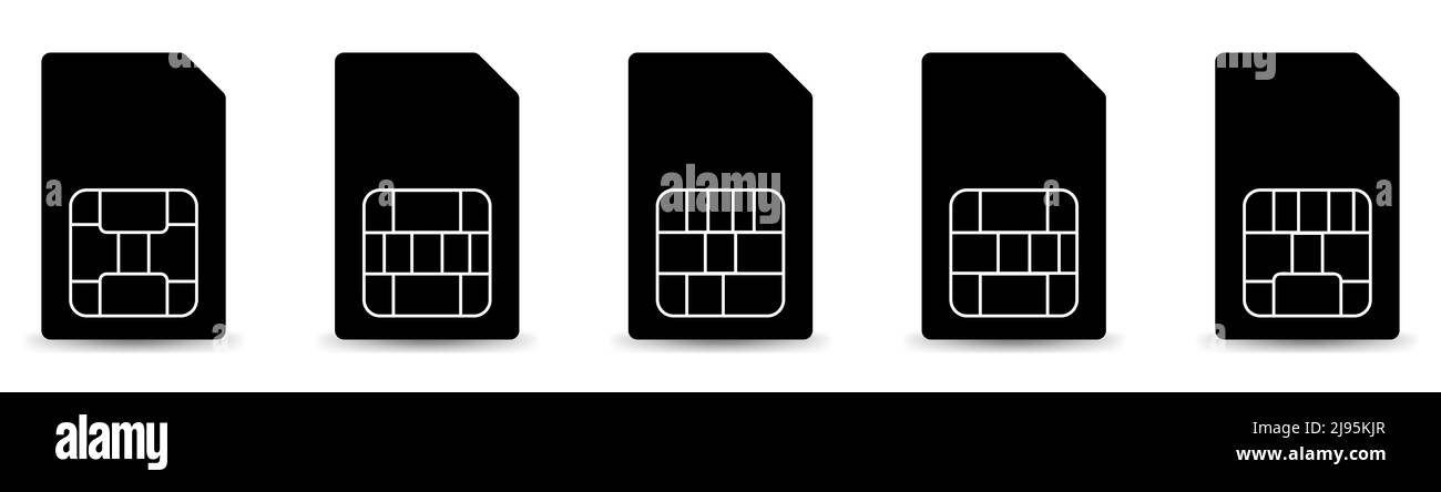 Sim card icon set. Mobile cellular phone sim card chip. Vector ...
