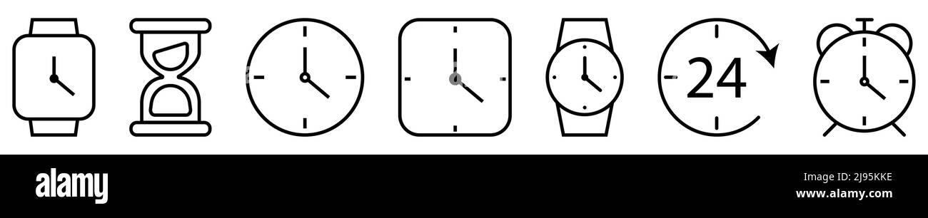 Time and clock line icons. Vector illustration isolated on white ...