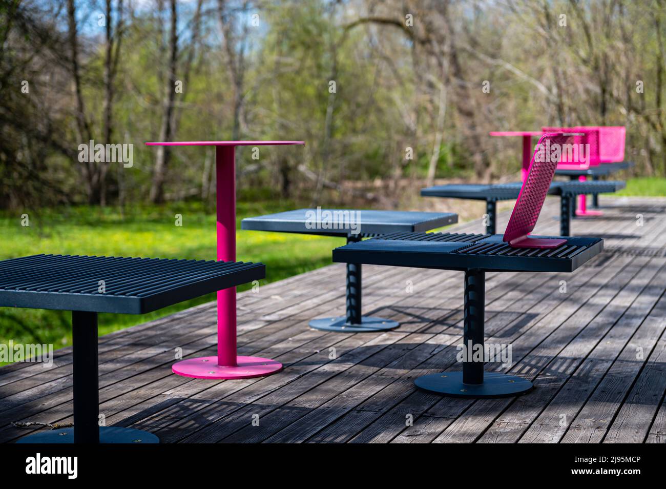 Modern style metal benches hi-res stock photography and images - Alamy