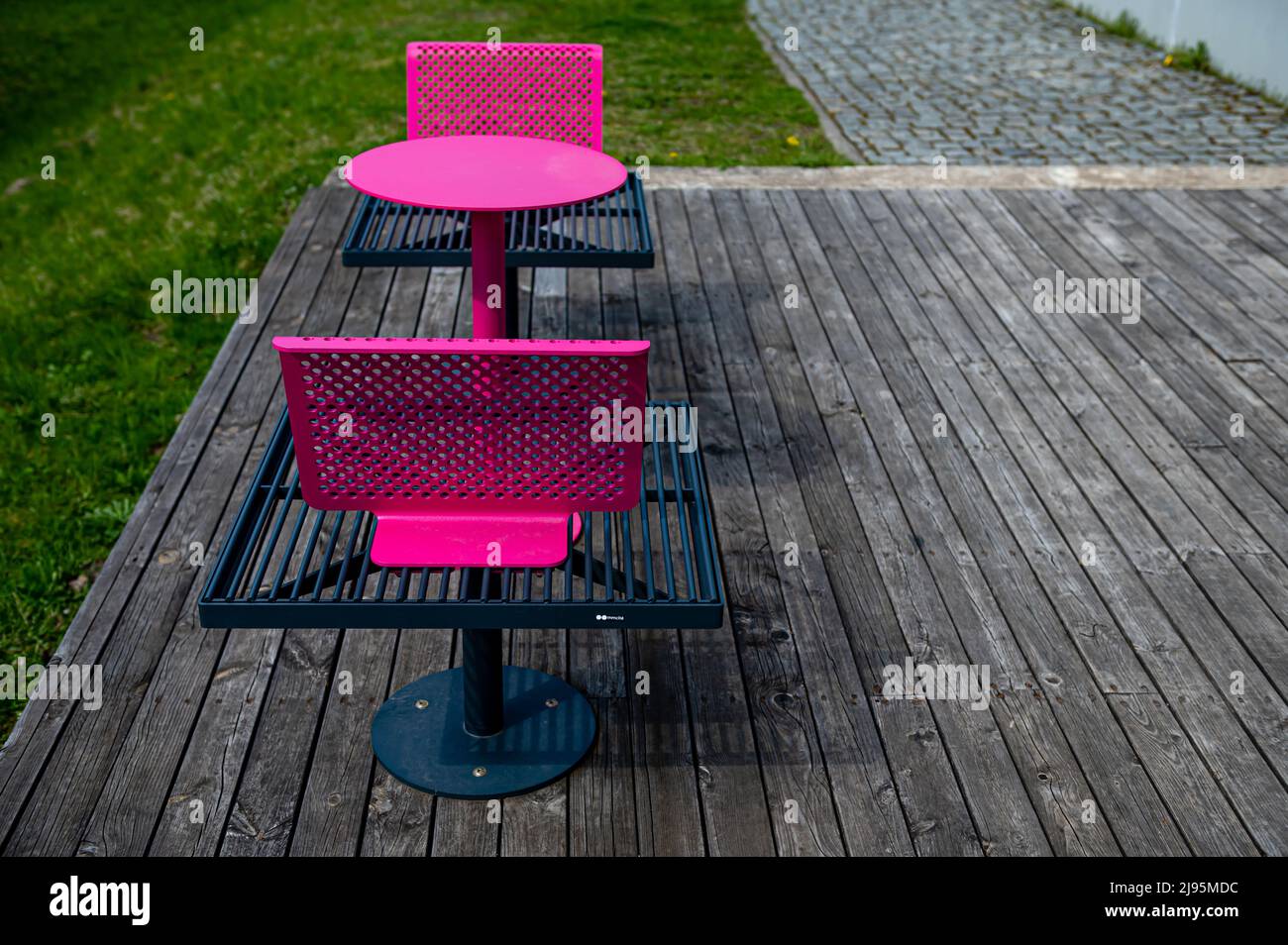 Modern style metal benches hi-res stock photography and images - Alamy