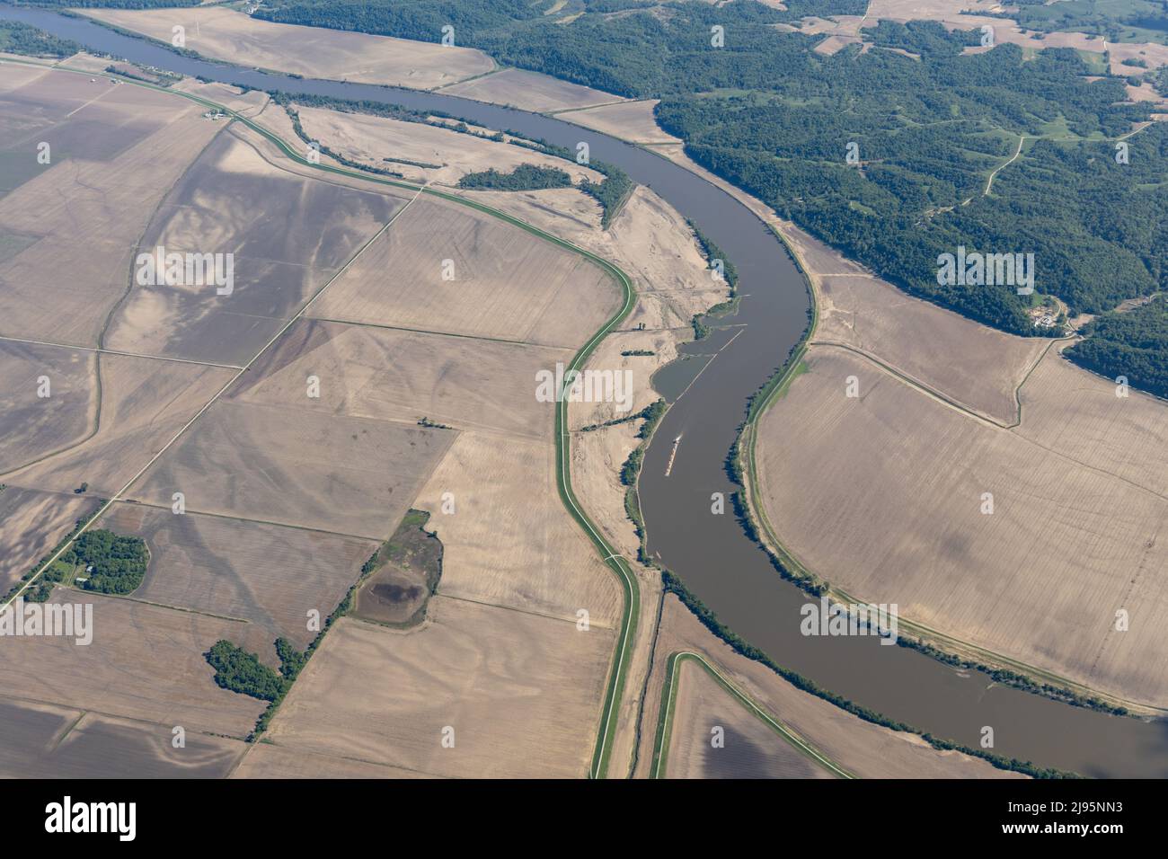 Aerial view of Missouri River near St. Joseph, MO Stock Photo - Alamy