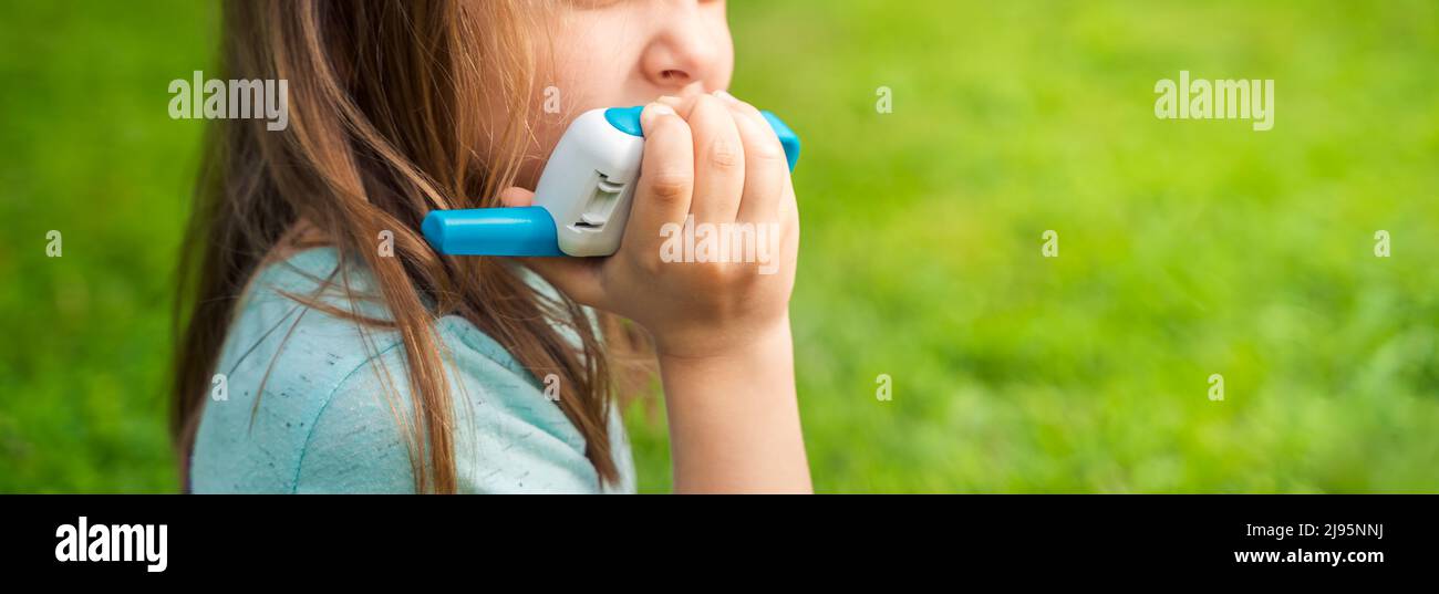 Small girl,kid play in walkie-talkie.Walkie Talkies with channels.Game ...