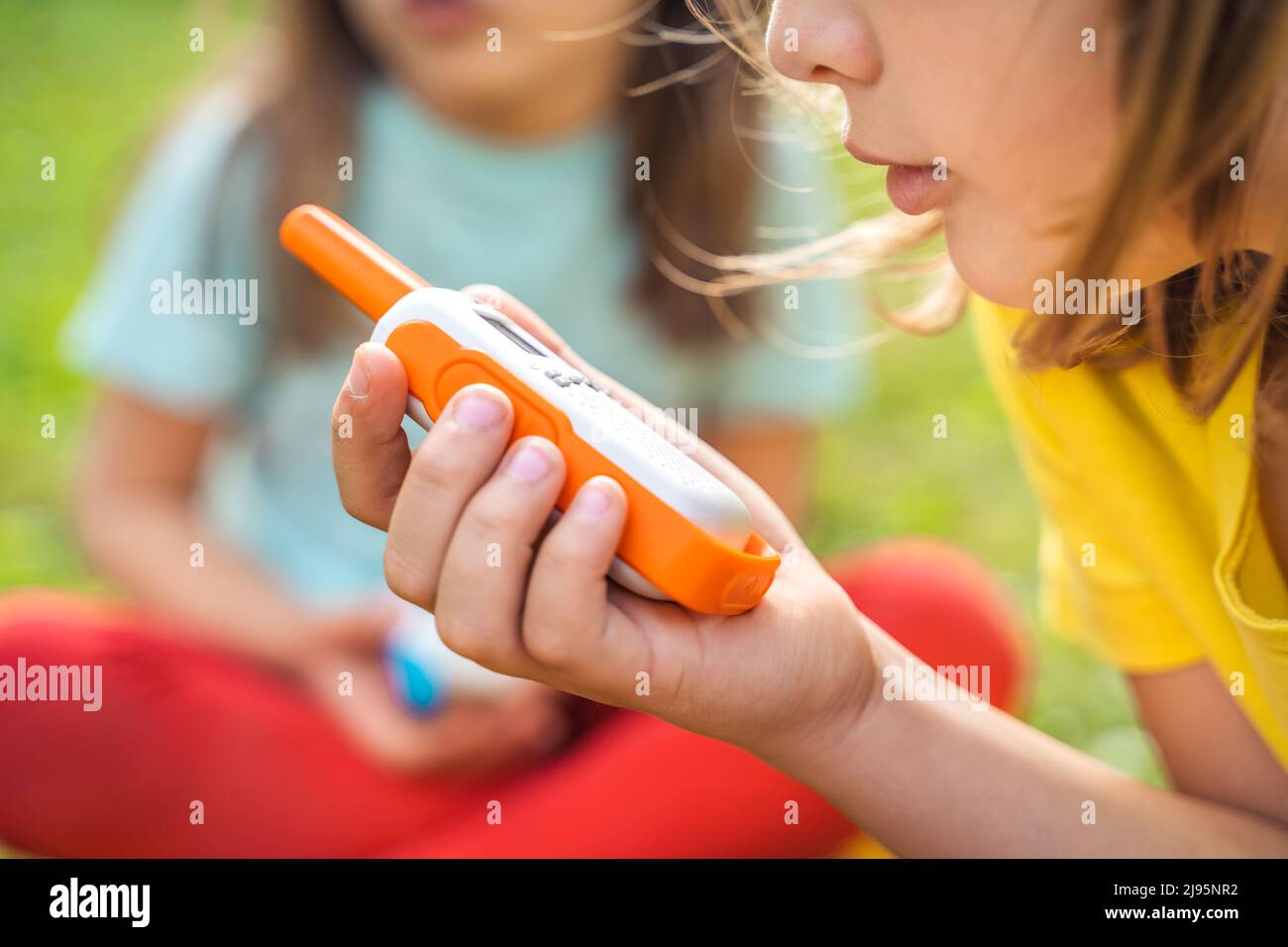 Small kids,girls play in walkie-talkie.Walkie Talkies with channels ...