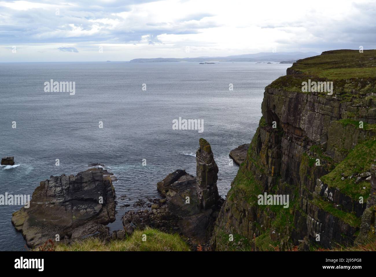 Handa Island, Sutherland, sea cliffs of Torridonian sandstone, home to ...