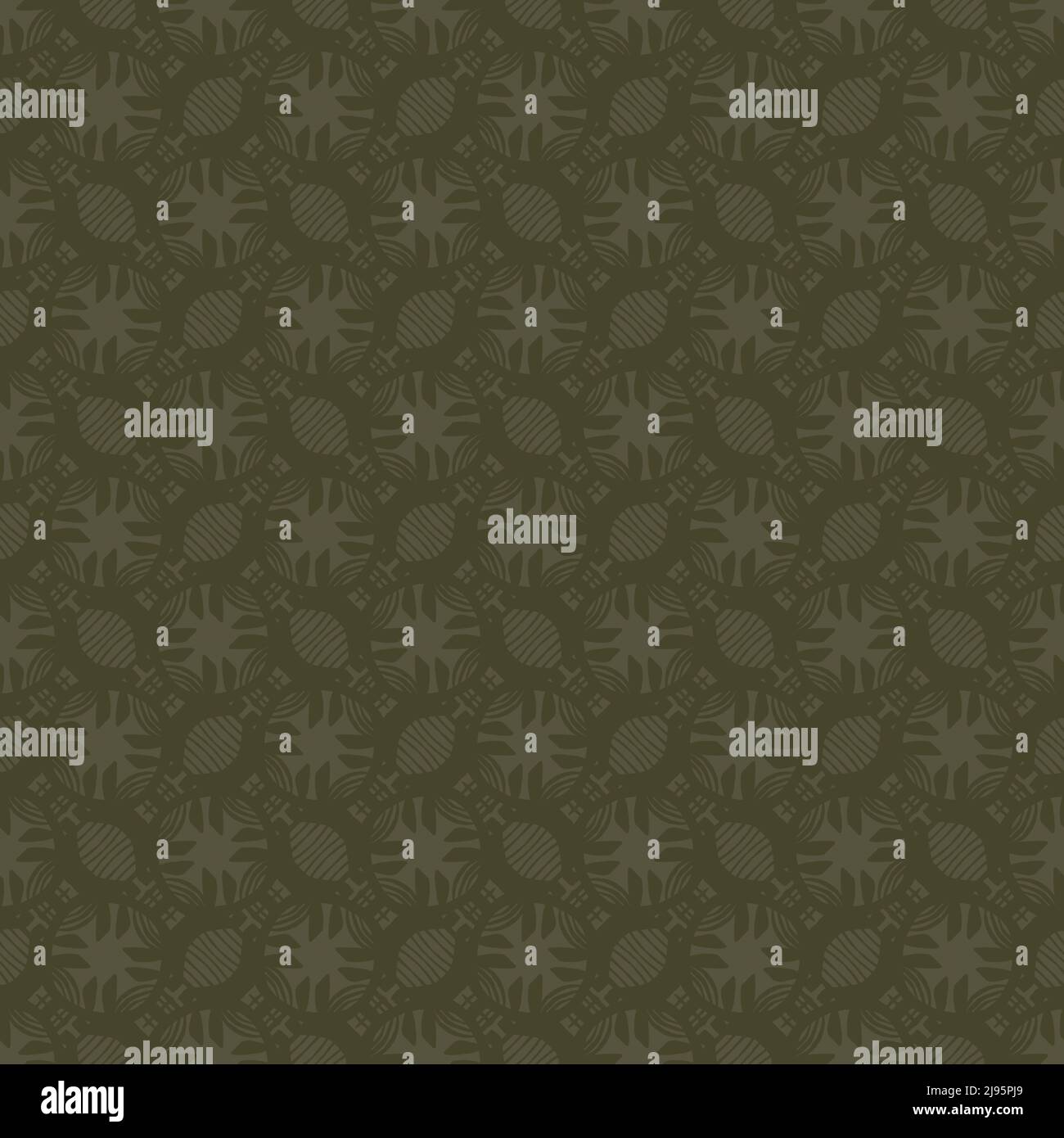 Vintage moss green geometric seamless pattern. Two tone jungle ...