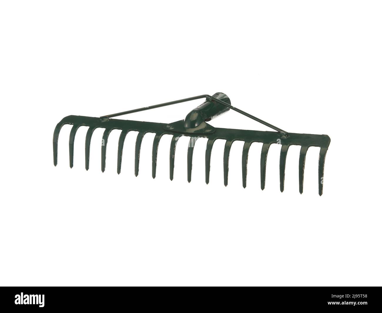 Garden rake isolated on white background. Green garden rake Stock Photo ...