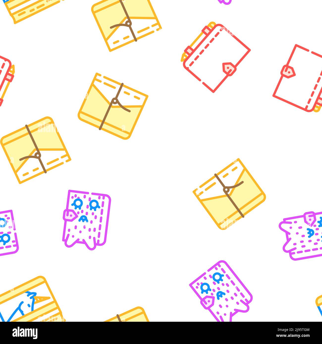 Diary Paper Stationery Accessory Icons Set Vector Stock Vector Image ...