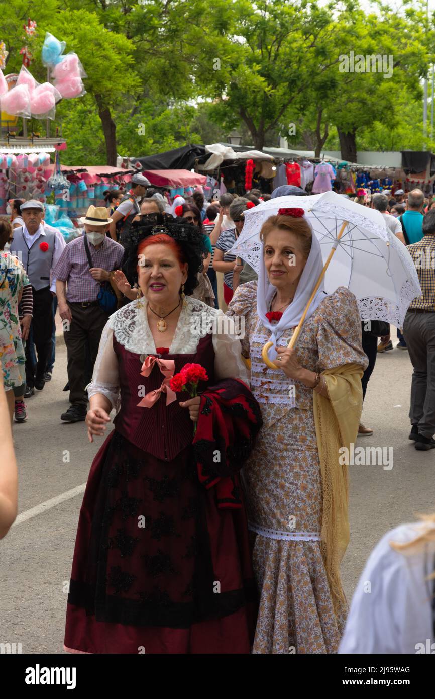 Madrid, Spain; 15th May 2022: A group of people visiting the stalls at ...