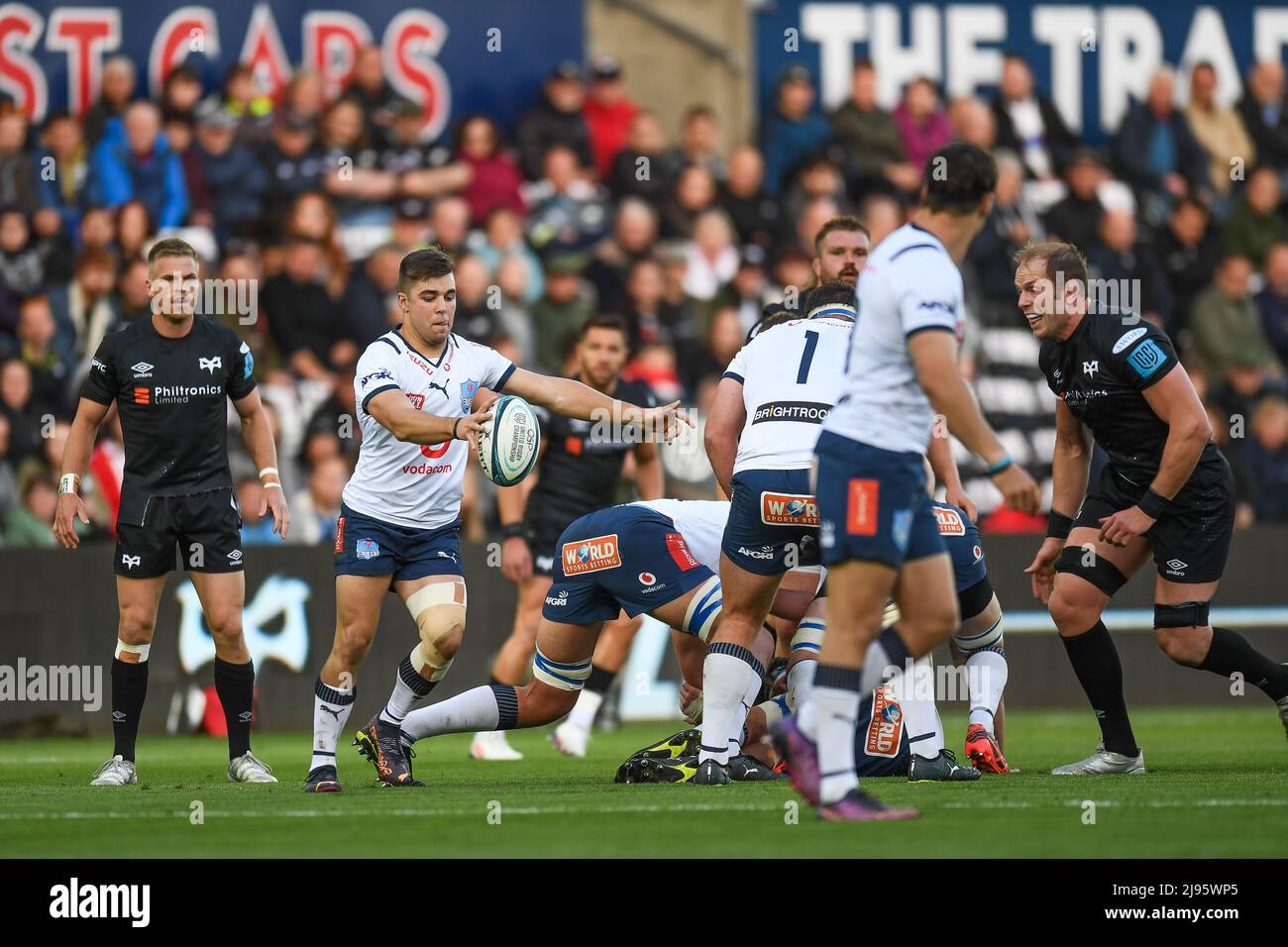Zak Burger of Vodacom Bulls,clears his defence Stock Photo - Alamy